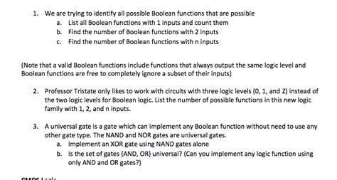 Solved 1 We Are Trying To Identify All Possible Boolean
