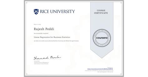 Rajesh Peddi On Linkedin Completion Certificate For Linear Regression