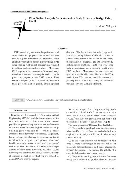 pdf first order analysis for automotive body structure … ansys