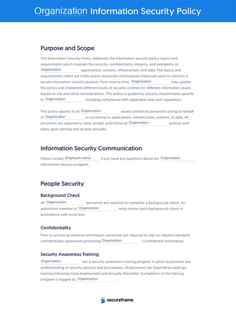 Soc 2 Information Security Policy Secureframe Pdf Information