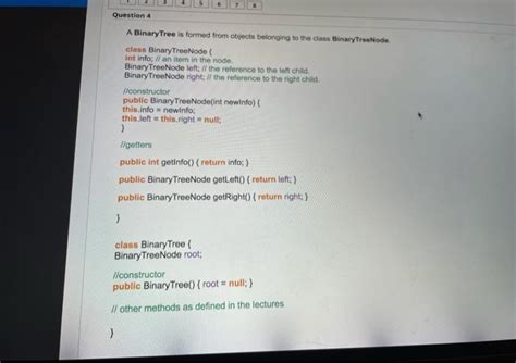 Solved Question 4 A Binary Tree Is Formed From Objects