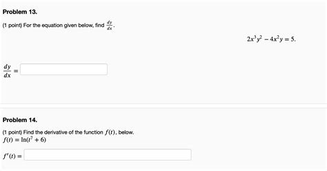 solved problem 13 dy 1 point for the equation given