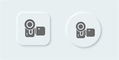 Handycam Solid Icon In Neomorphic Design Style Camera Recorder Signs Vector Illustration