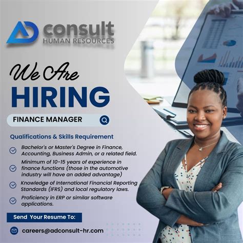 Finance Manager Job Advertisement We Are Seeking An Experienced And
