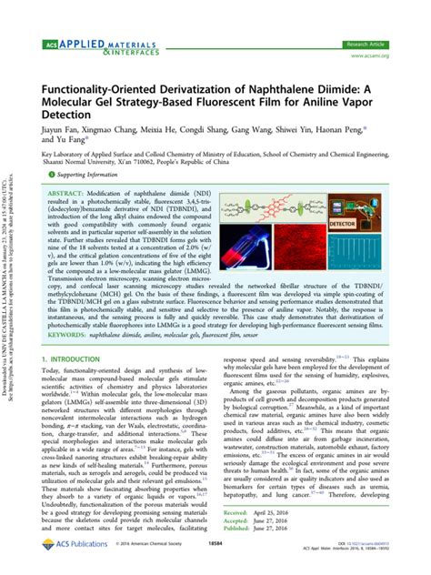 Fan Et Al 2016 Functionality Oriented Derivatization Of Naphthalene Diimide A Molecular Gel