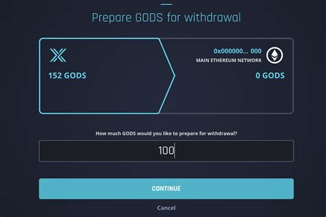 Withdraw Gods From Immutable X Gods Unchained