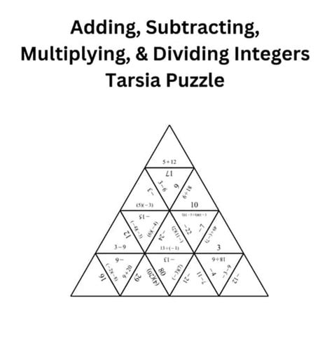 Adding Subtracting Multiplying And Dividing Integers Tarsia Puzzle Activity