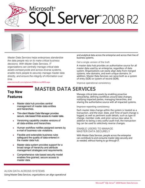 Microsoft Sql Server Master Data Services Datasheet Pdf
