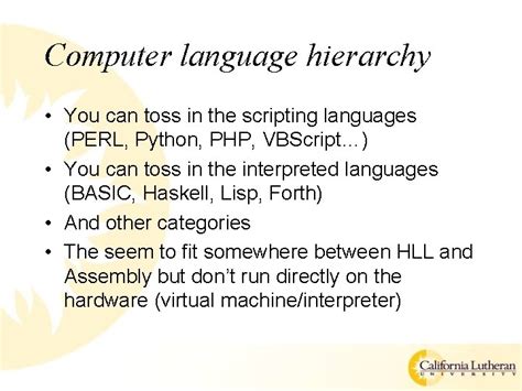 Assembly Language Computer Language Hierarchy High Level Language