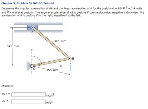 solved determine the angular acceleration of ab and the linear
