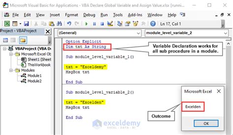 excel vba declare global variable and assign value 2 ways exceldemy