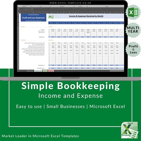 Simple Bookkeeping Spreadsheet Microsoft Excel Accounting Finance Self