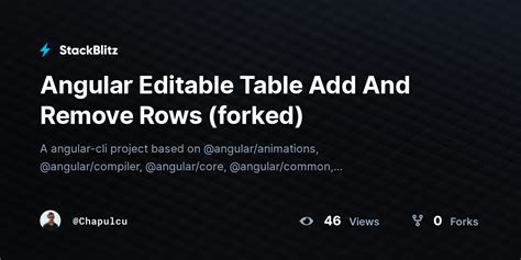 angular editable table add and remove rows forked stackblitz