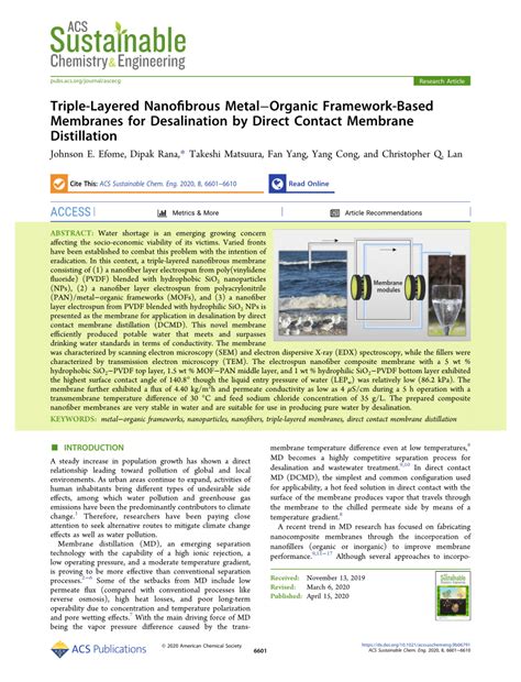 Pdf Triple Layered Nanofibrous Metalorganic Framework Based