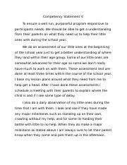 Competency Statement Docx Competency Statement V To Ensure A Well Run Purposeful Program