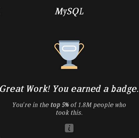 Omkar Shinde On Linkedin Earned A Badge For Mysql 🥇