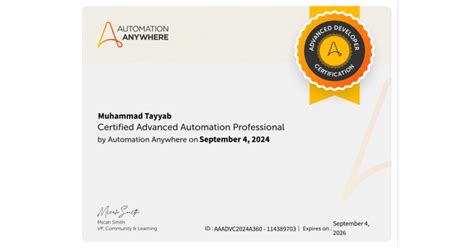 Muhammad Tayyab On Linkedin Advanced Automation Certification 2024