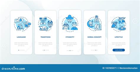Multi Cultural Traditions Onboarding Mobile App Page Screen With Concepts Stock Vector