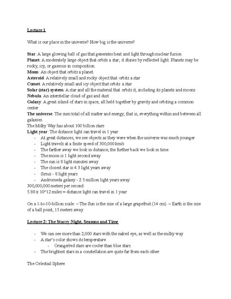 Astro Lecture Notes Lecture 1 What Is Our Place In The Universe How Big Is The Universe Star
