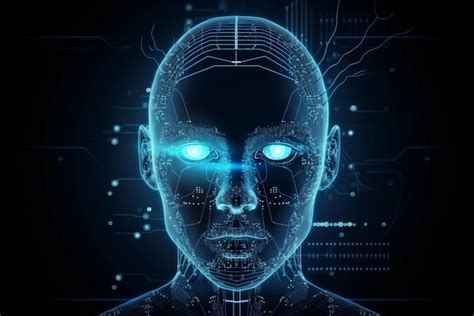 Premium Photo Robotic Artificial Intelligence With Blue Line Tech For Technology Background