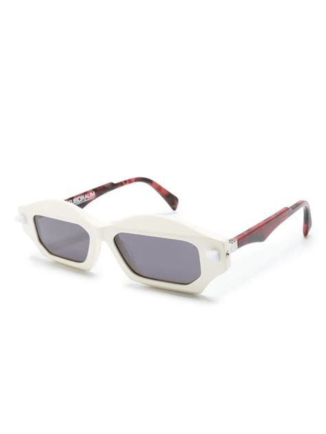 Kuboraum Angular Slim Frame Sunglasses In White Modesens