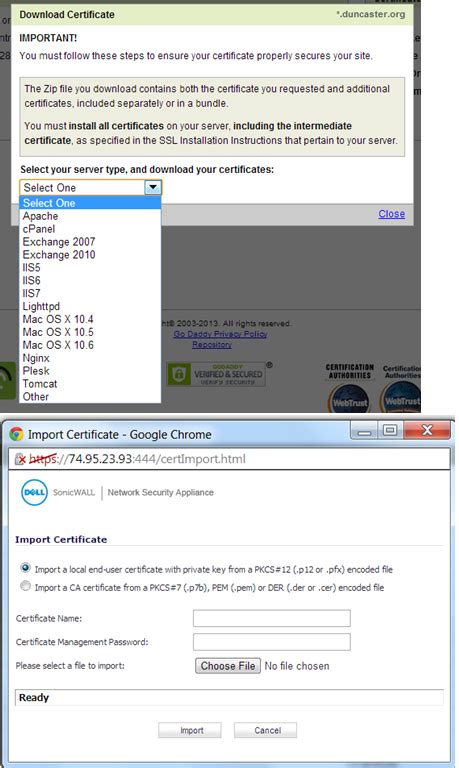How Do I Install An Ssl Wildcard Cert From Godaddy Into My Sra 2400 For Sslvpn Networking