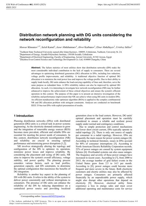 Pdf Distribution Network Planning With Dg Units Considering The