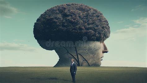 Businessman Near A Human Brain Tree Generate Ai Stock Illustration Illustration Of