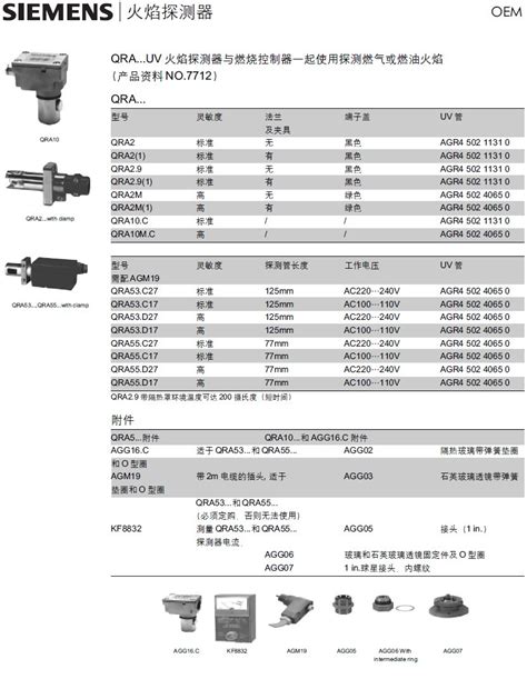 Qra2 Qra10 Qra55系列 西门子 Siemens 电眼（火焰探测器） 安庆市冯程热能设备销售有限公司