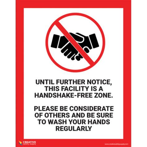 Handshake Free Poster Comprehensive Safety Signs And Labels For Every