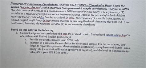 Nonparametric Spearman Correlational Analysis Using