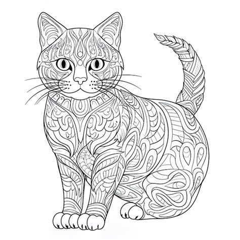 Premium Photo A Drawing Of A Cat With A Pattern On It