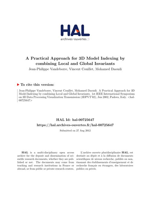 pdf a practical approach for 3d model indexing by combining local and