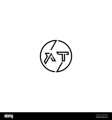 At Simple Outline Concept Logo And Circle Of Initial Design Black And White Background Stock