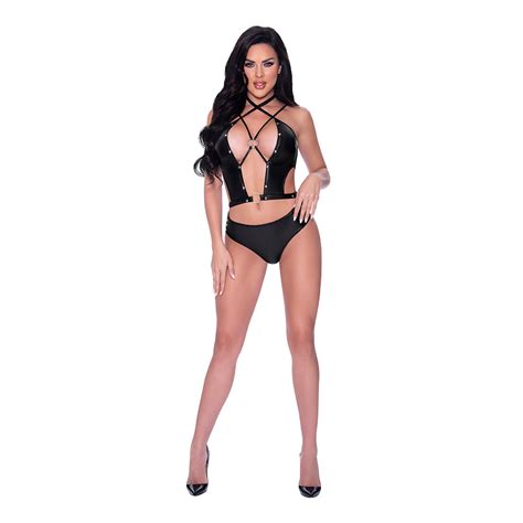 Lust Fetish Delia Strappy Bustier And Tanga Panty Black L Xl Shop