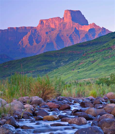 South Africa The Sun Sets On Sentinel Peak In The Drakensberg