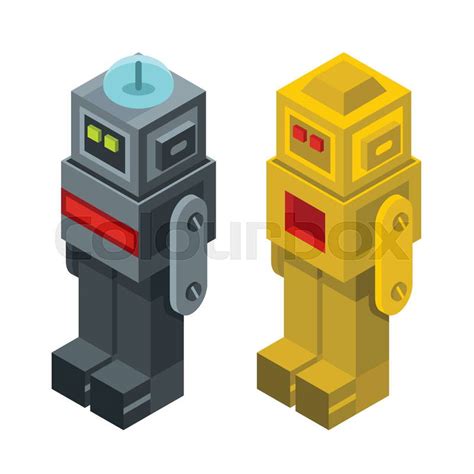 Isometric Robots Vector Illustration Stock Vector Colourbox