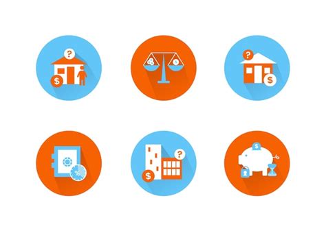예금 서비스 아이콘 속성 평가의 금융 벡터 일러스트 레이 션 세트 프리미엄 벡터