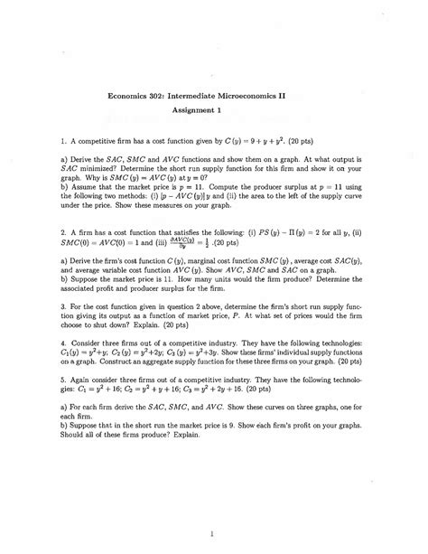Assignment 1 Econ 302 Economics 302 Intermediate Microeconomics Ii Assignment 1 1 A