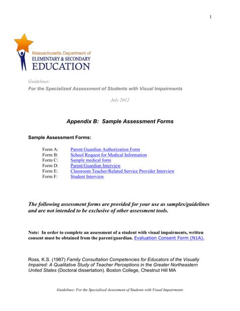 Appendix B Sample Assessment Forms