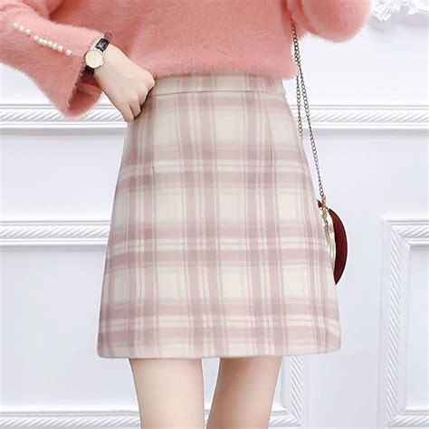 31100 여성 가을 스커트 모직 캐미시어 치마 코디 데일리룩 Midi Skirt High Waisted Skirt