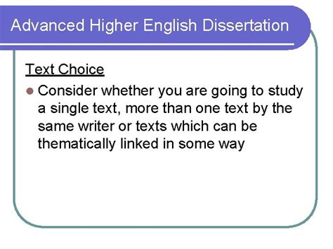 Advanced Higher English Introduction To Dissertation Advanced Higher