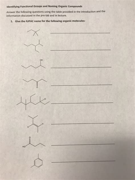 Solved Identifying Functional Groups And Naming Organic Chegg Com