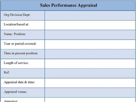 Sales Performance Appraisal Form