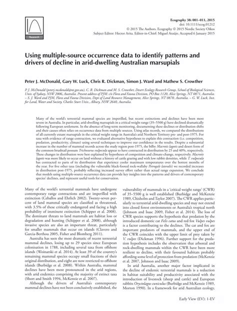 Pdf Using Multiple Source Occurrence Data To Identify Patterns And
