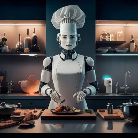 Premium Photo An Ai Chef Preparing A Meal In A Hightech Kitchen