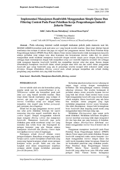 pdf implementasi manajemen bandwidth menggunakan simple queue dan
