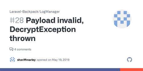 Payload Invalid DecryptException Thrown Issue 28 Laravel Backpack LogManager GitHub