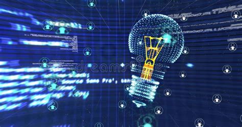 Animation Of Digital Lightbulb And Media Icons Over Screens And Data