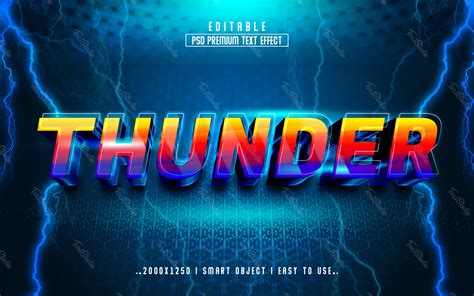 thunder 3d text effect photoshop premium psd file